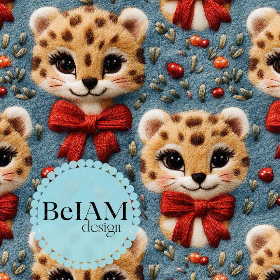 Coquette Christmas Cheetah Seamless Pattern: Fabric Sublimation ...
