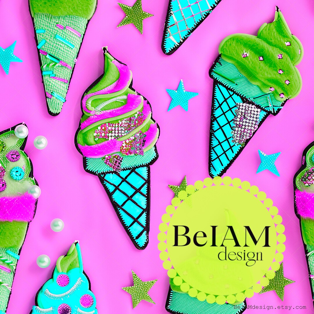 Pink Preppy Ice Cream Pattern: Summer Fabric Sublimation (digital File ...