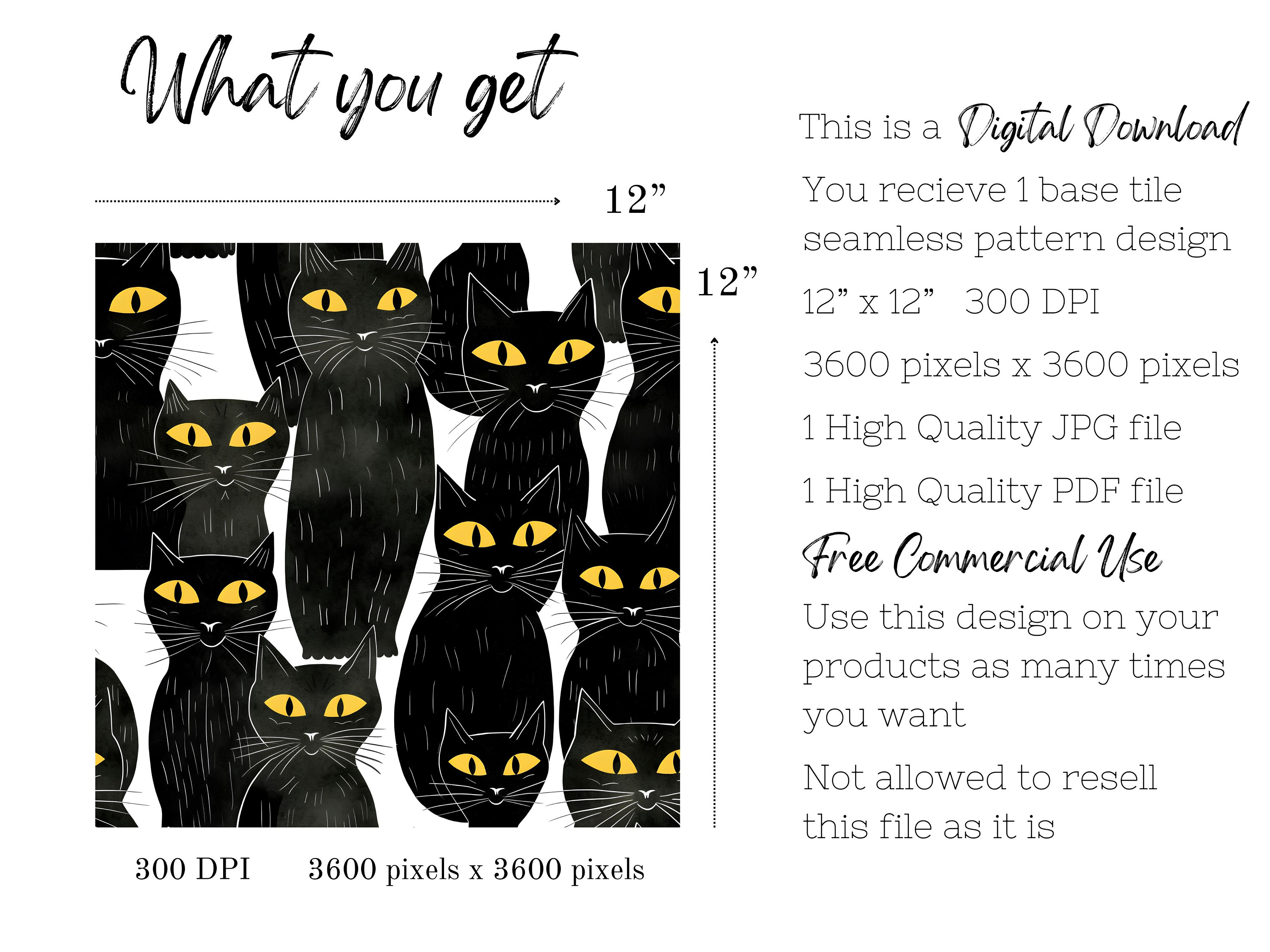 Halloween Black Cats Seamless Pattern Haloween Seamless File - Etsy