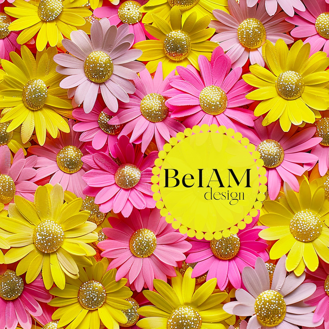 Neon Glitter Daisies Seamless Pattern: Fabric Sublimation, Scrapbook ...