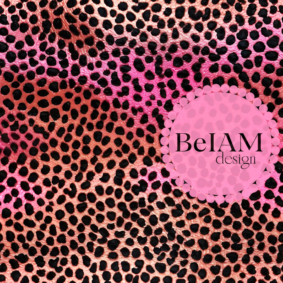 Pink Leopard Seamless Pattern, Faux Embroidery Seamless Gold Shimmer ...