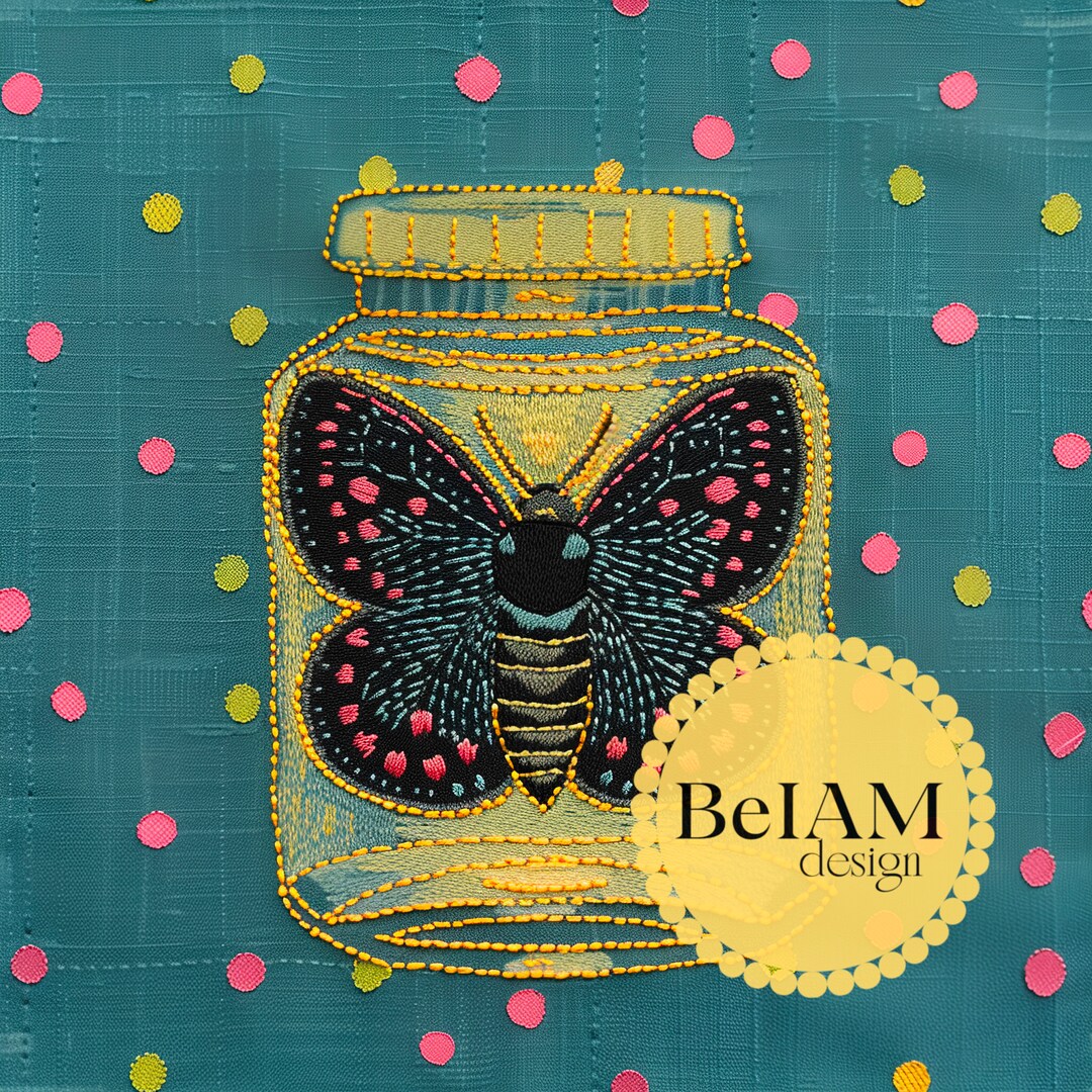 3D Neon Dotty Moth in a Jar Seamless Pattern Repeat File for Fabric ...