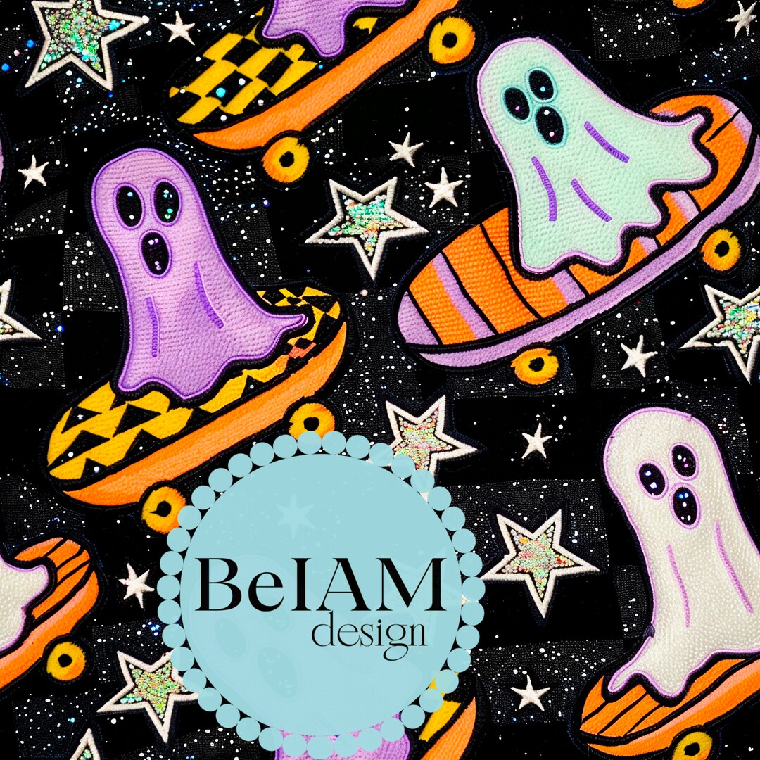 Retro Halloween Ghost Skateboard Seamless Pattern (digital File) - Etsy