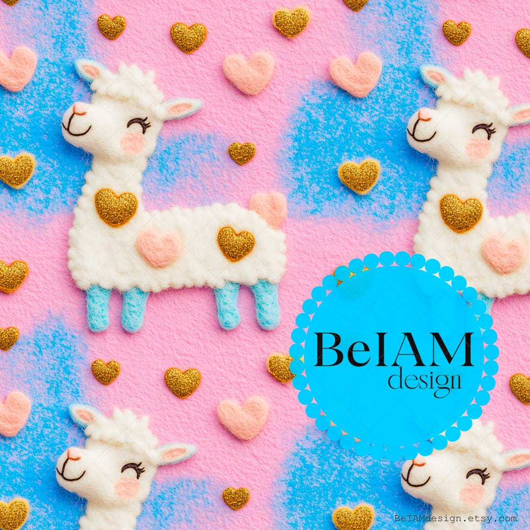 3D Preppy Valentines Llama Seamless Pattern Repeating File for Fabric ...