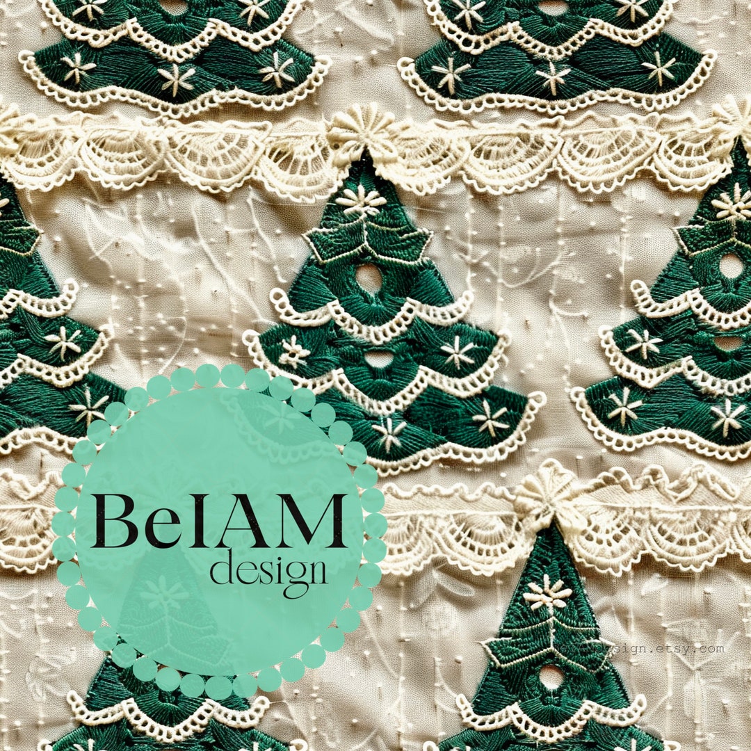 Vintage Lace Christmas Trees Seamless Pattern (digital Paper) - Etsy