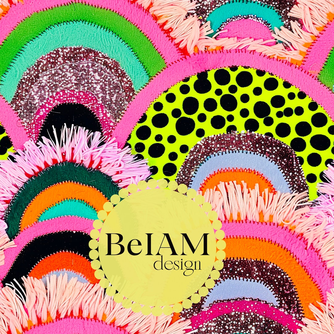 Textured Neon Rainbows Seamless Pattern: Fabric Sublimation (digital ...
