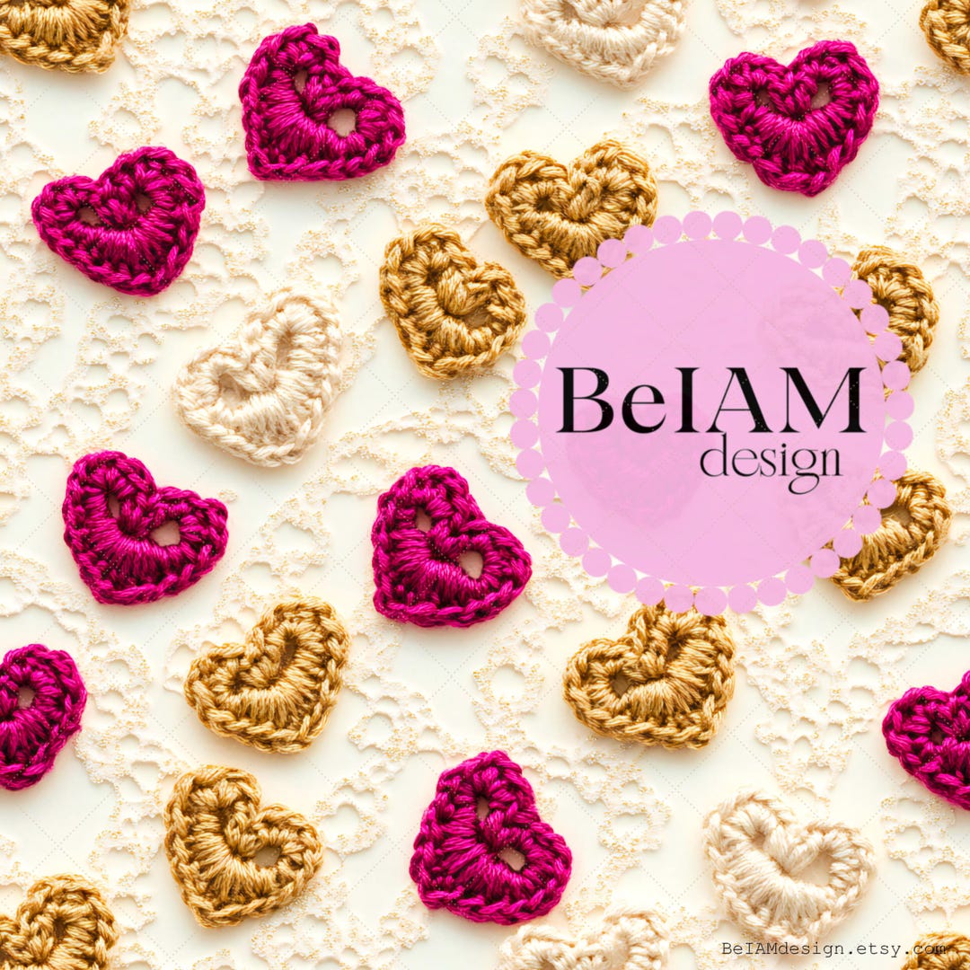 3D Hearts Crochet Effect Seamless File Repeat Print for Fabric ...