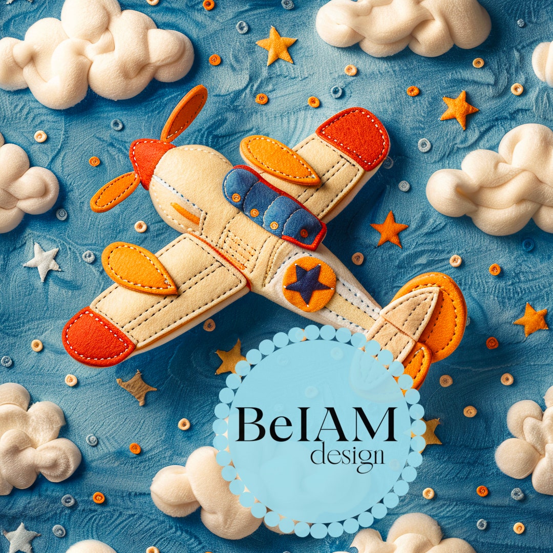 3D Airplane Fluffy Clouds Seamless Pattern Repeat File for Fabric ...