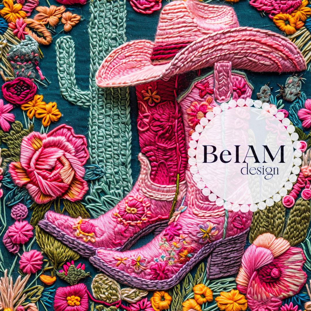 Girly Western Collage Seamless Pattern: Fabric Sublimation, Wallpaper ...