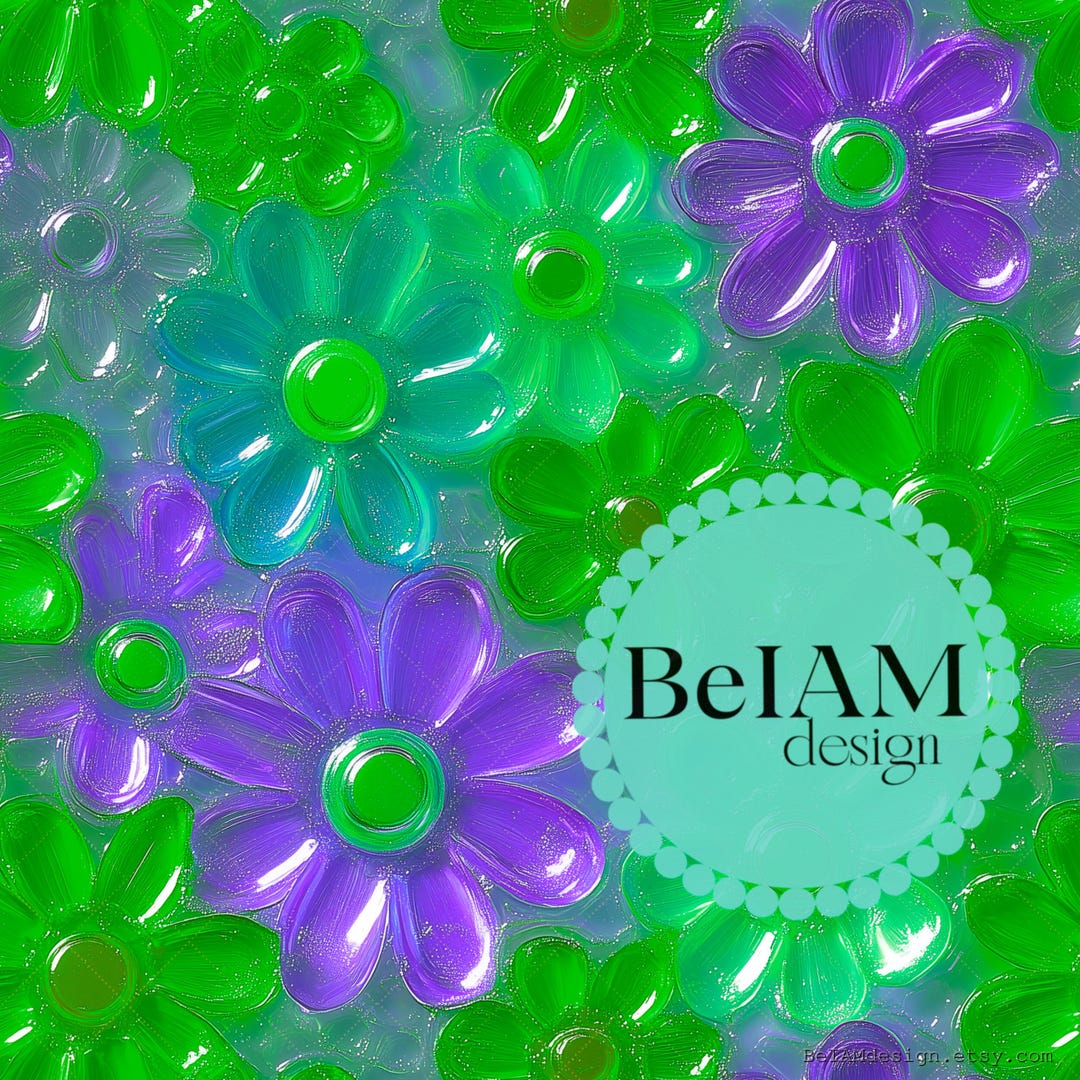 Neon Floral Seamless Pattern: 3D Daisy Fabric Print (digital Download ...