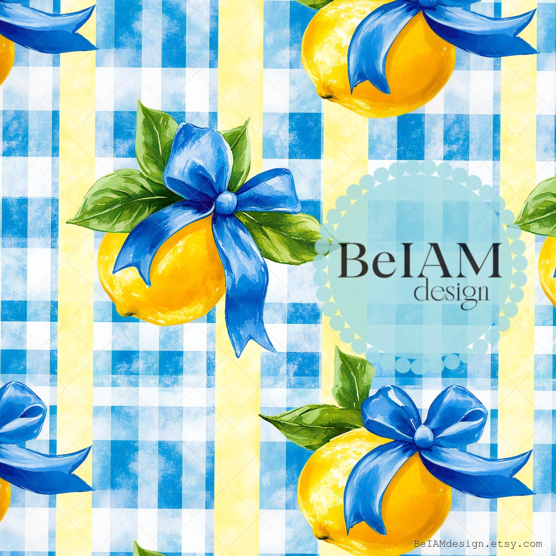 Lemon Gingham Seamless Pattern: Coquette Fabric Print (digital) - Etsy