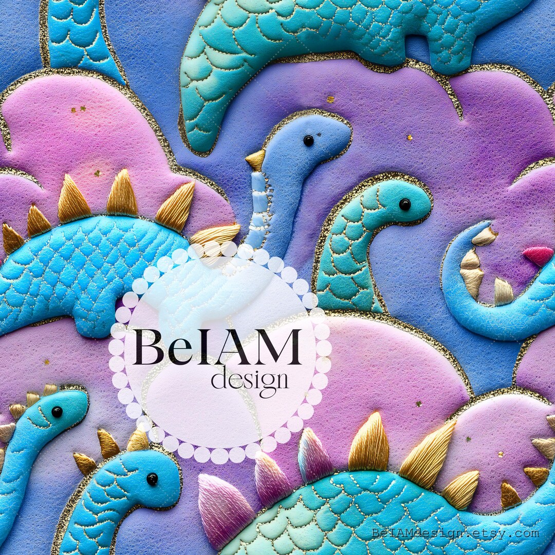 Preppy Dinosaur Land Seamless Pattern: Fabric Sublimation, Digital ...