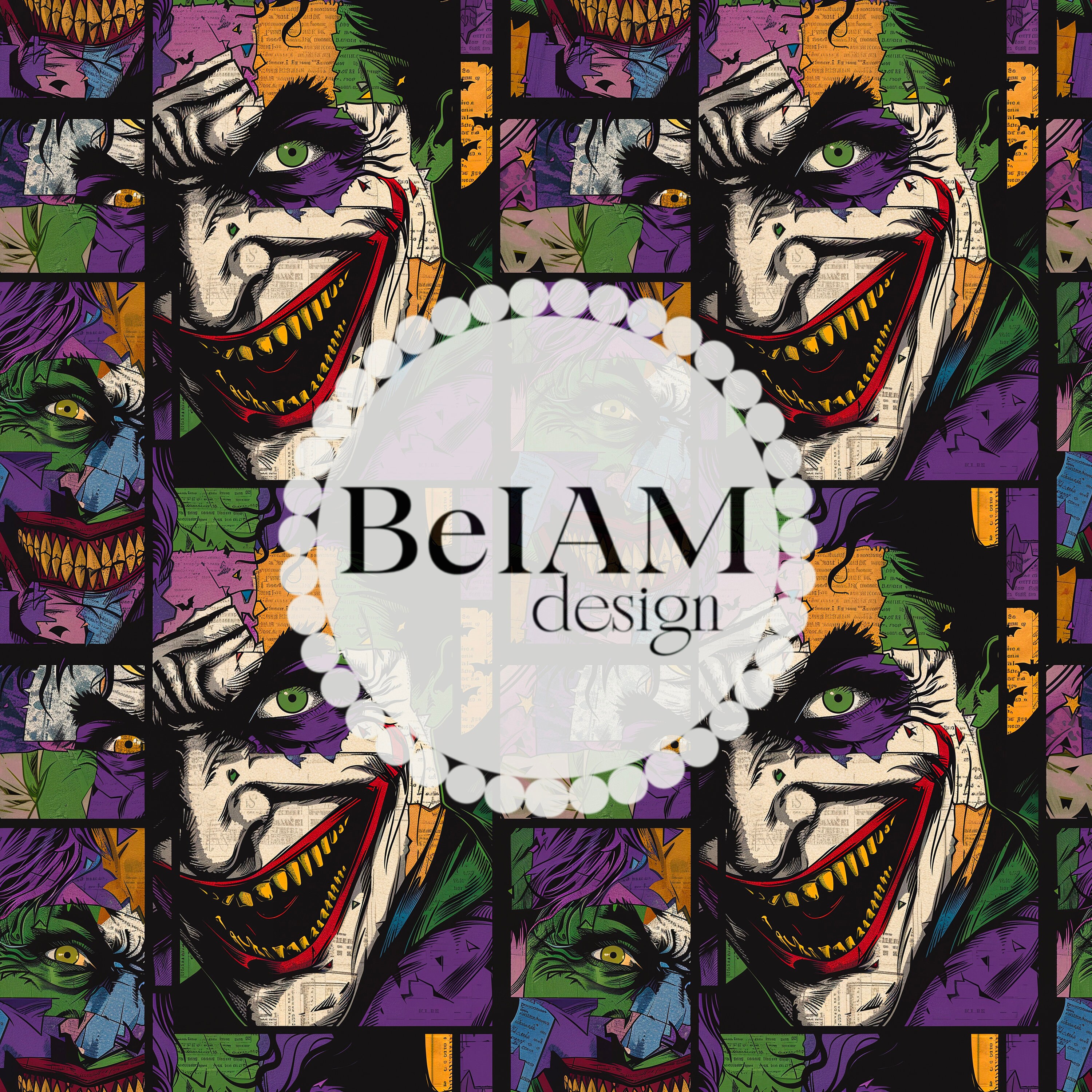 Retro Scary Collage Seamless Pattern: Halloween Fabric Sublimation ...