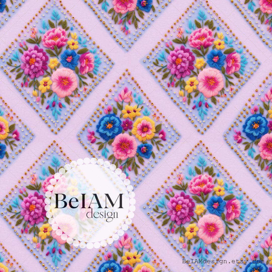 3D Floral Granmillennial Pattern: Seamless Fabric Design (JPEG File ...
