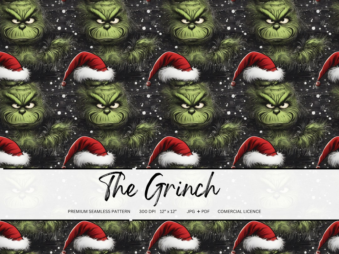The Grinch Seamless Pattern Christmas Seamless File for Printing on ...