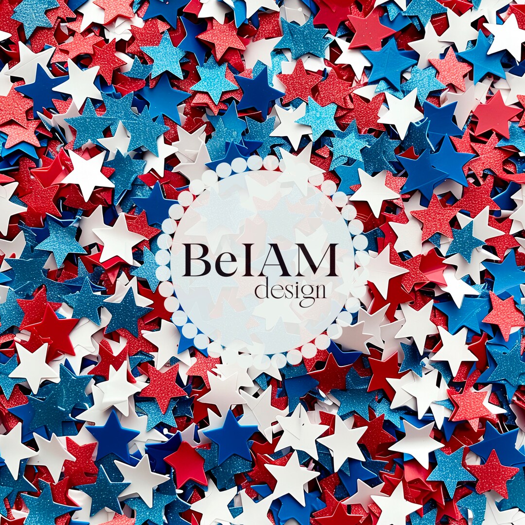 4th of July Star Confetti Seamless Pattern: Patriotic Fabric (digital ...