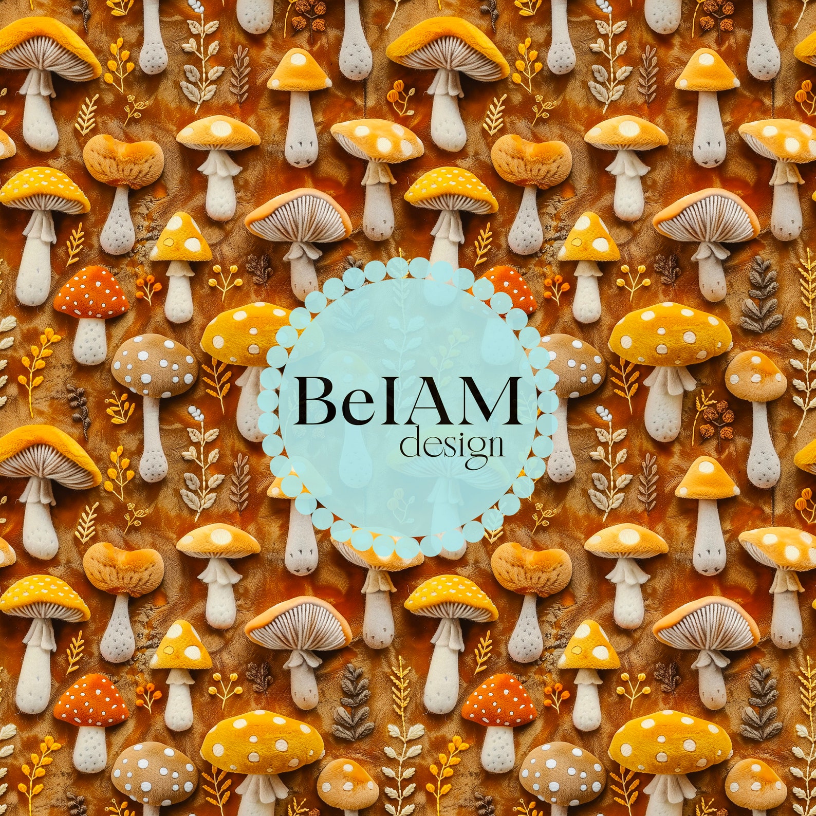 Fall Mushroom Seamless Pattern: 3D Fluffy Design (digital Download) - Etsy