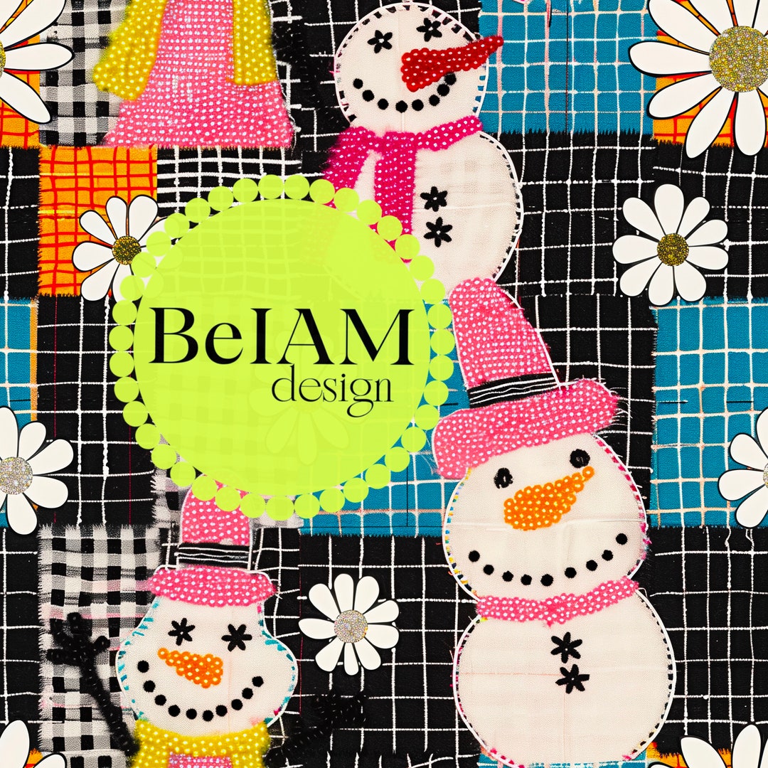Checker Groovy Snowman Seamless Pattern Repeat File for Fabric ...