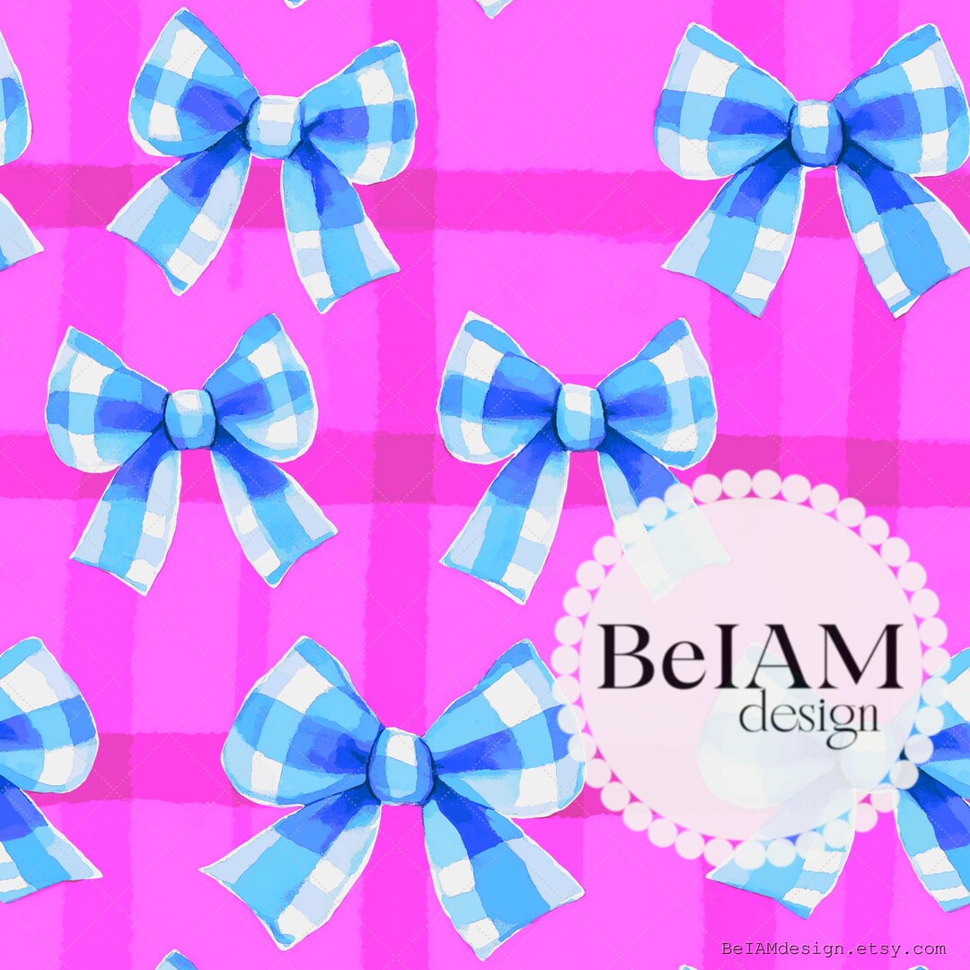 Preppy Bows Seamless Pattern: Summer Fabric Print (digital) - Etsy