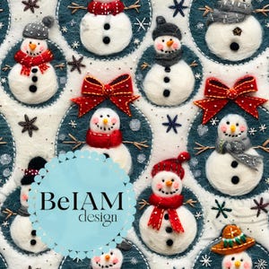 3D Red Bow Snowman Baubles Seamless Pattern Repeat File for Fabric ...