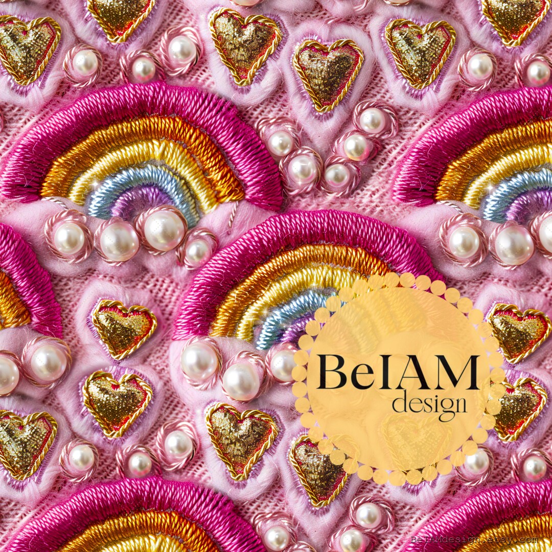 Bright Pink Gold Pearly Rainbows Seamless Pattern Repeat File for ...
