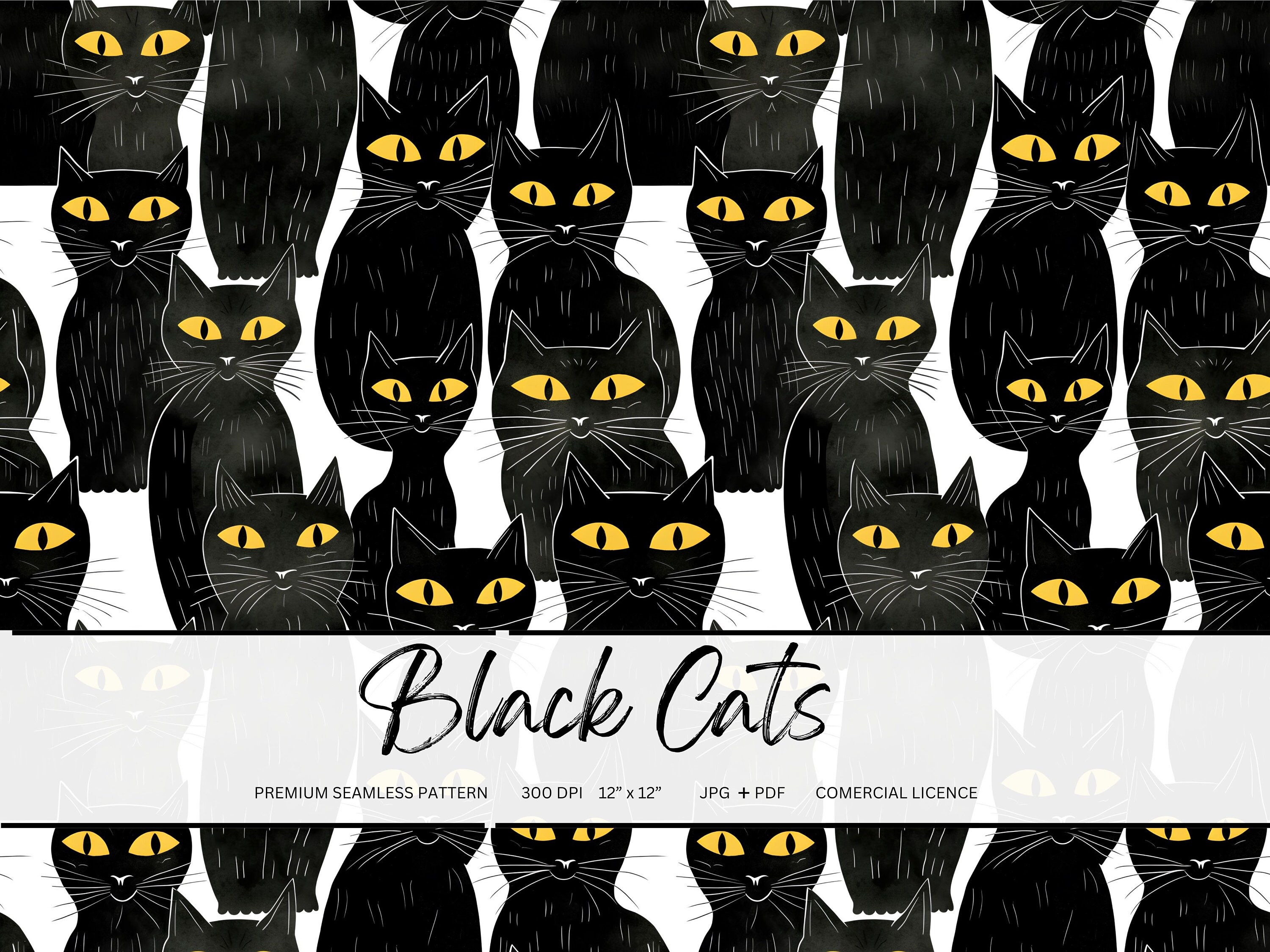 Halloween Black Cats Seamless Pattern Haloween Seamless File - Etsy