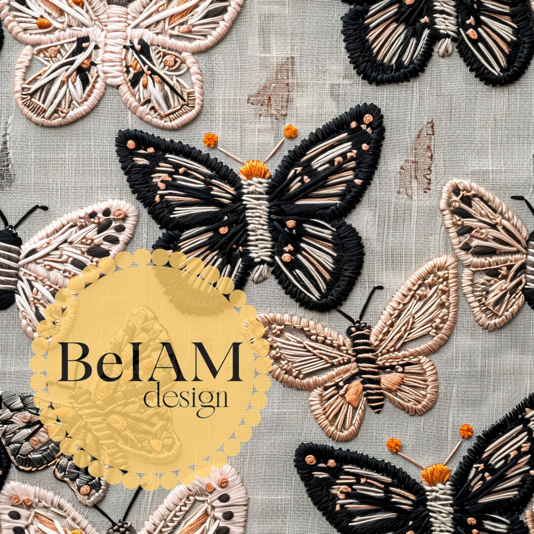 3D Neutral Boho Butterflies Seamless Pattern Repeat File Fabric ...