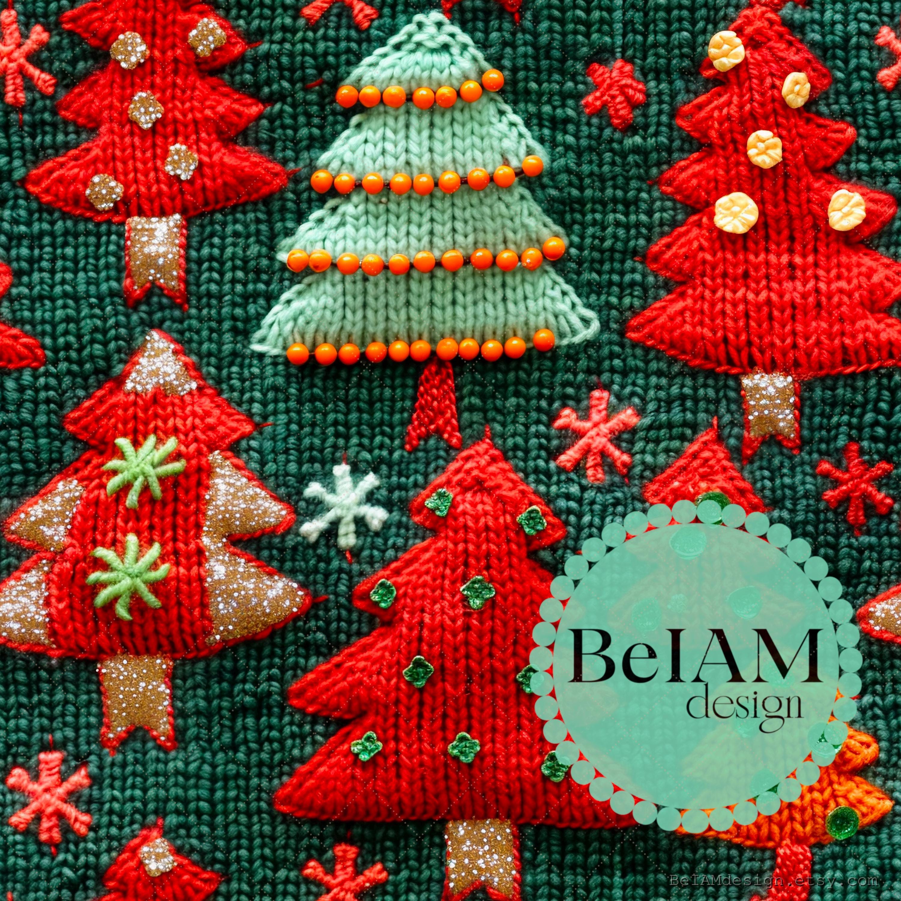 Glitter Christmas Tree Knit Pattern: Seamless Xmas Design (digital) - Etsy
