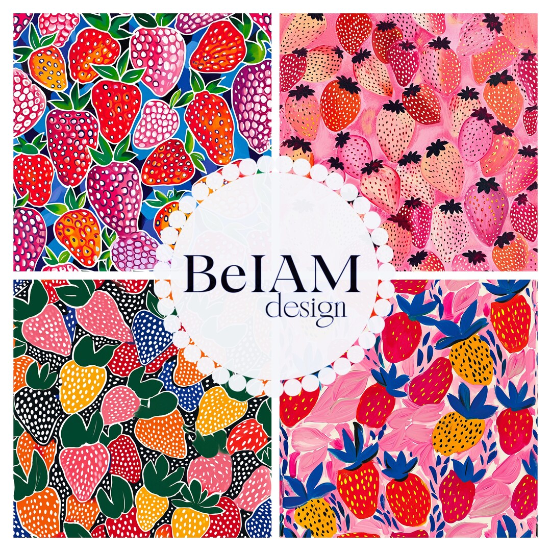 Strawberry Seamless Pattern: Bright Fabric Sublimation Background ...