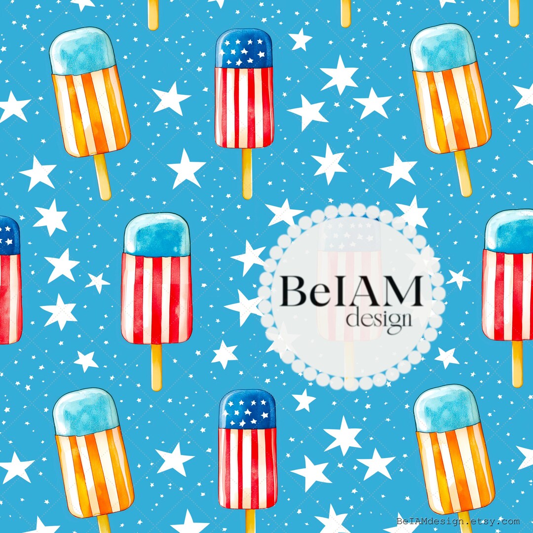 Retro Patriotic Popsicle Seamless Pattern Repeating File for Fabric ...