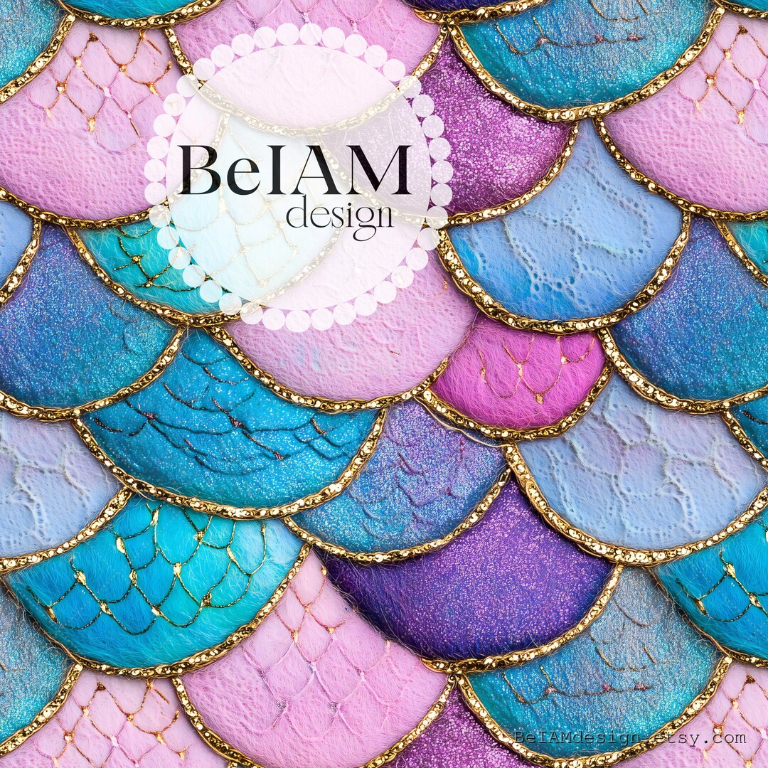 3D Preppy Mermaid Scales Seamless Pattern Repeating File for Fabric ...