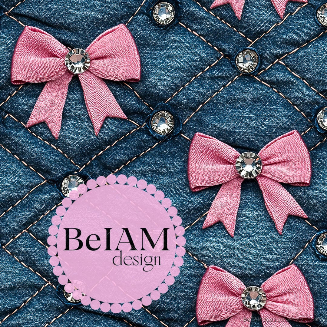 3D Denim Pink Coquette Seamless Pattern Repeating File for Fabric ...