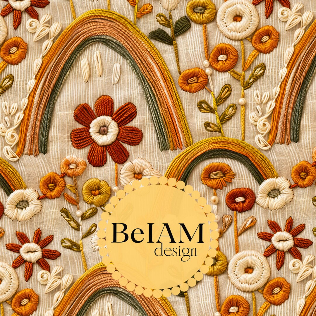3D Boho Rainbow Floral Seamless Pattern Repeating File for Fabric ...