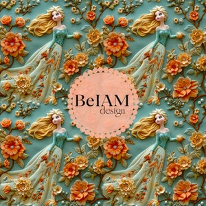 3D Floral Snow Queen Fabric Pattern: Seamless Sublimation Design ...