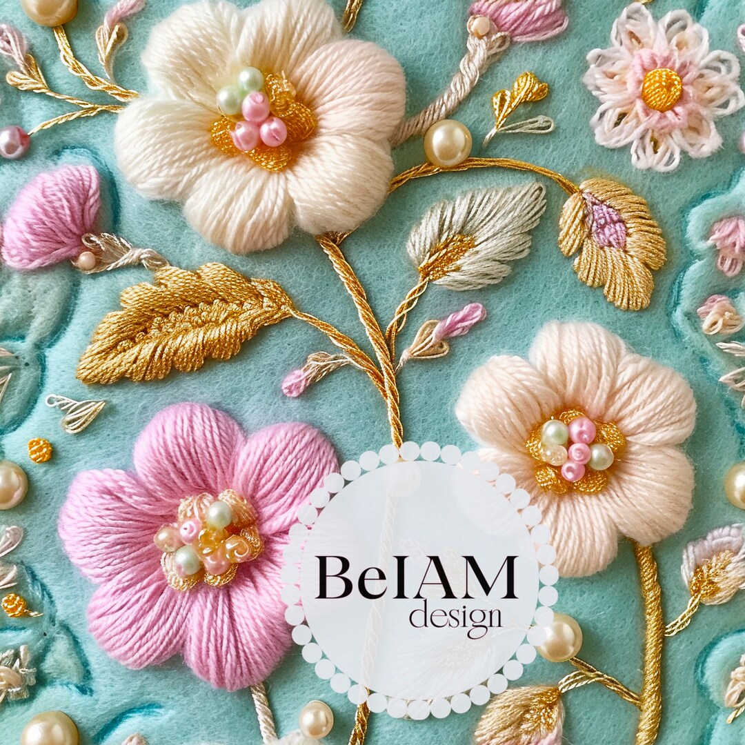 3D Spring Floral Embroidery Seamless Pattern: Fabric Sublimation ...