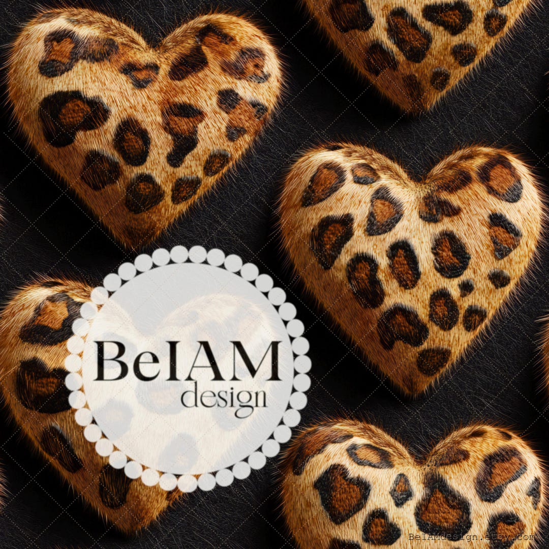 3D Leopard Print Hearts Seamless Pattern Repeating File for Fabric ...