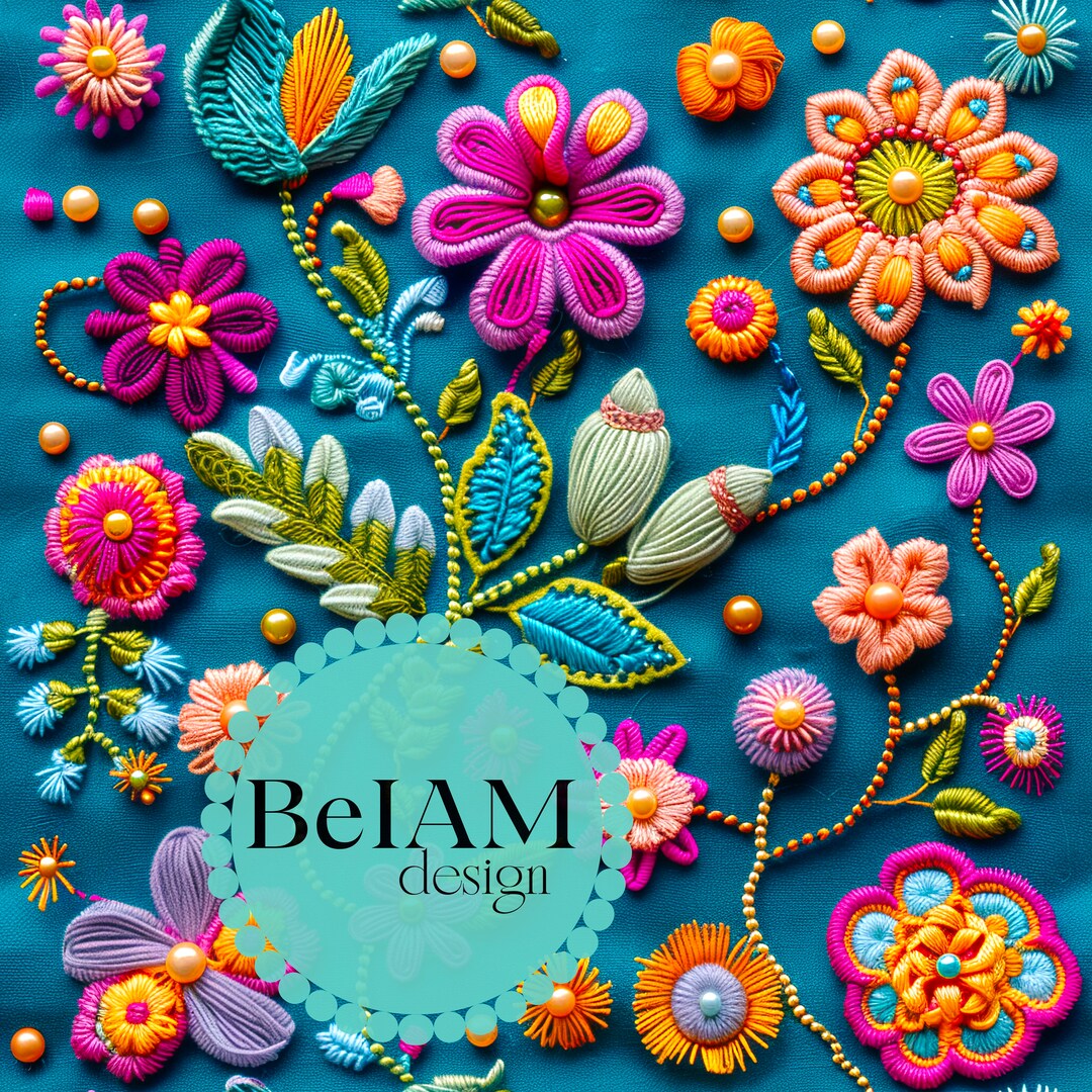 3D Floral Embroidery Seamless Pattern: Fabric Sublimation (digital ...