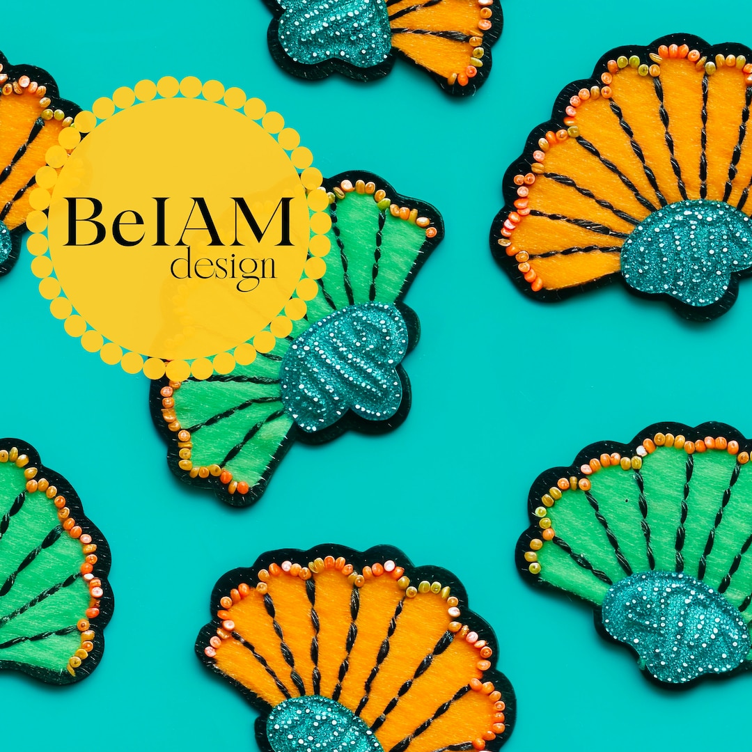 Glittery Neon Sea Shells Seamless Pattern: Fabric Sublimation (digital ...