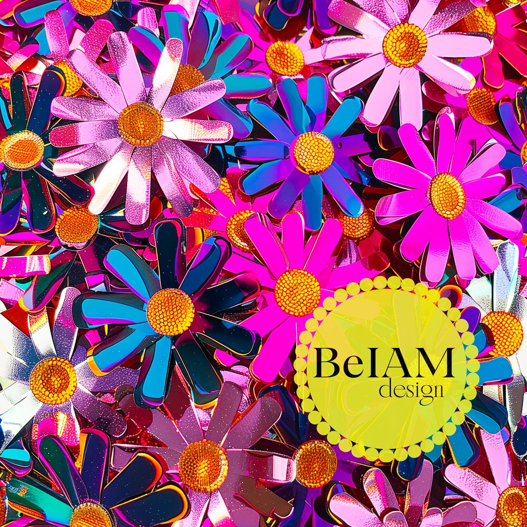 3D Neon Daisies Seamless Pattern Repeating File for Fabric Sublimation ...