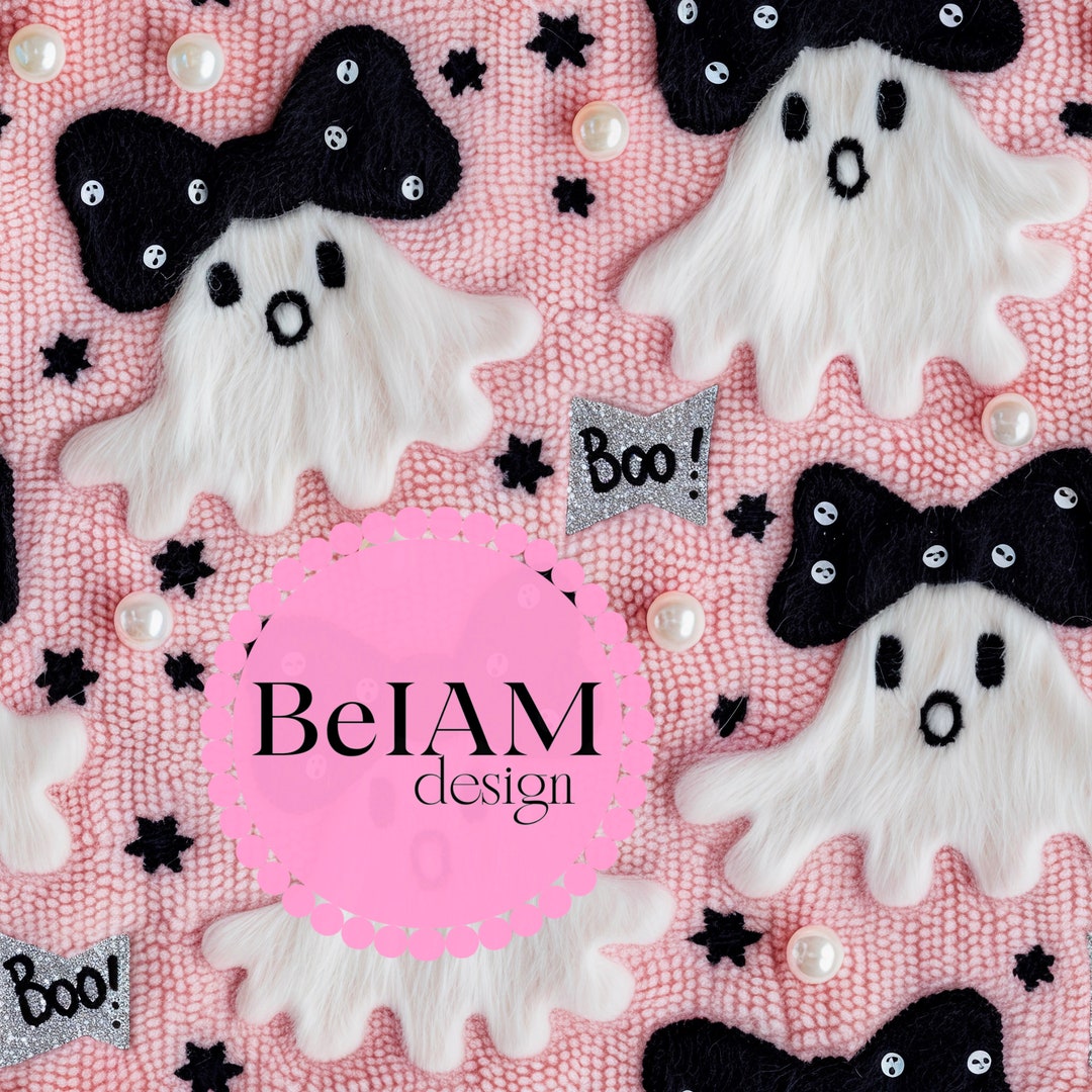 Girly Ghost Seamless Pattern: Coquette Halloween Fabric Design (digital ...