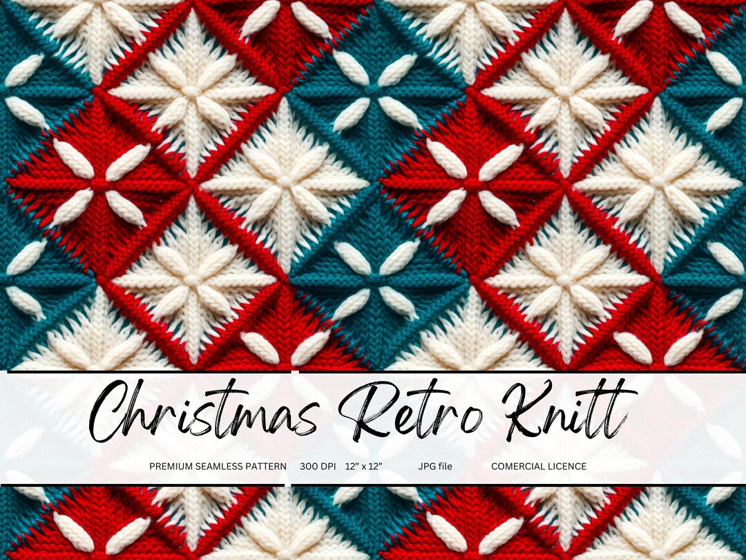 Retro Christmas Knit Seamless Pattern: Fabric Print Design (digital ...