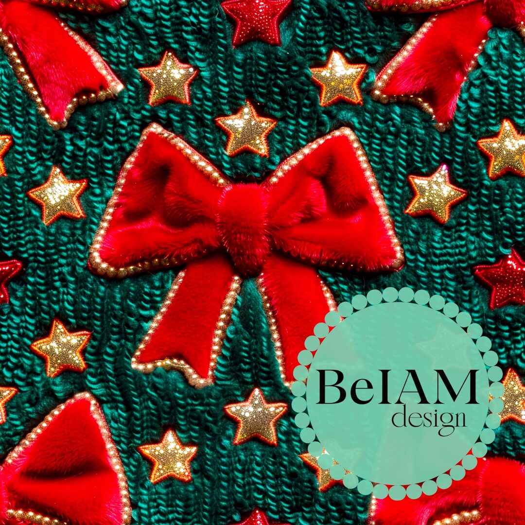 3D Coquette Christmas Bows Seamless Pattern Repeat File for Fabric ...