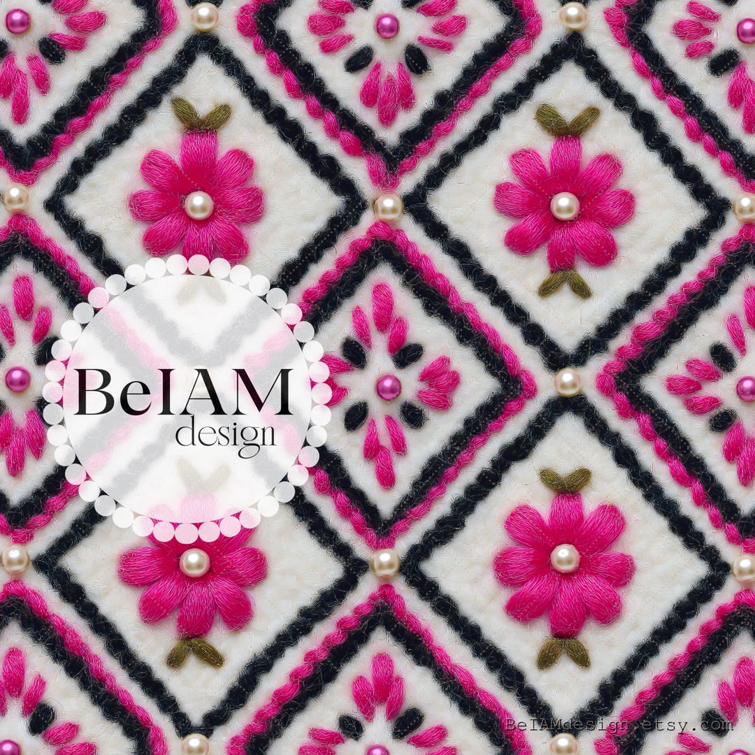 Diamond Floral Seamless Pattern: Fabric Sublimation, Digital Paper ...