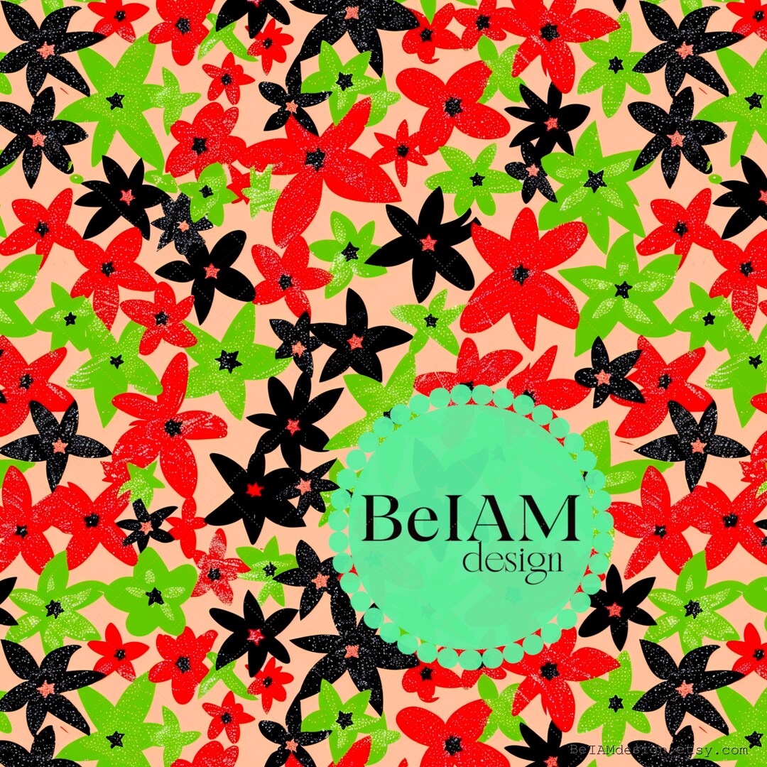Neon Retro Floral Seamless Pattern: Fabric Sublimation (digital File ...