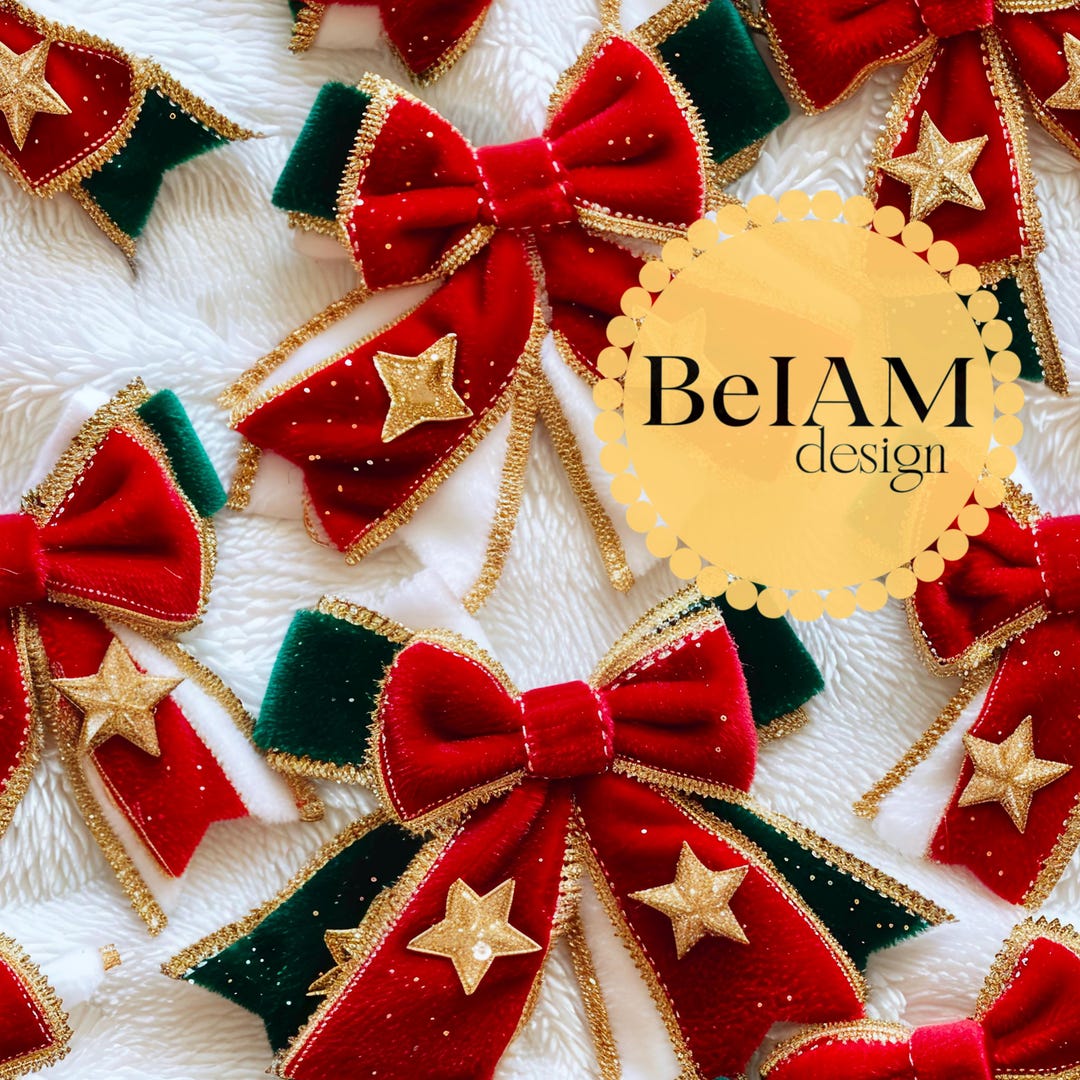 3D Christmas Velvet Bows Seamless Pattern: Fabric Sublimation (digital ...