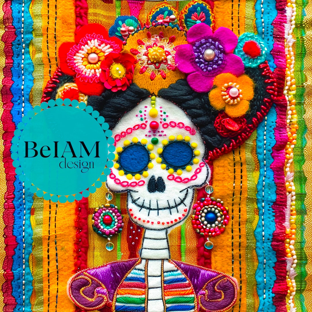 3D Catrina Day of the Dead Seamless Pattern Repeating File for Fabric ...
