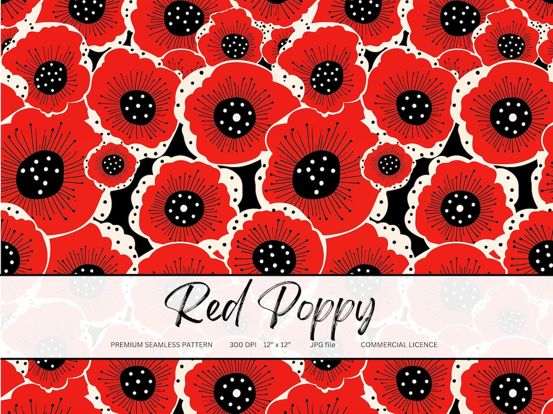 Red Poppy Seamless Pattern for Printing on Fabric Poppy Prints Floral ...