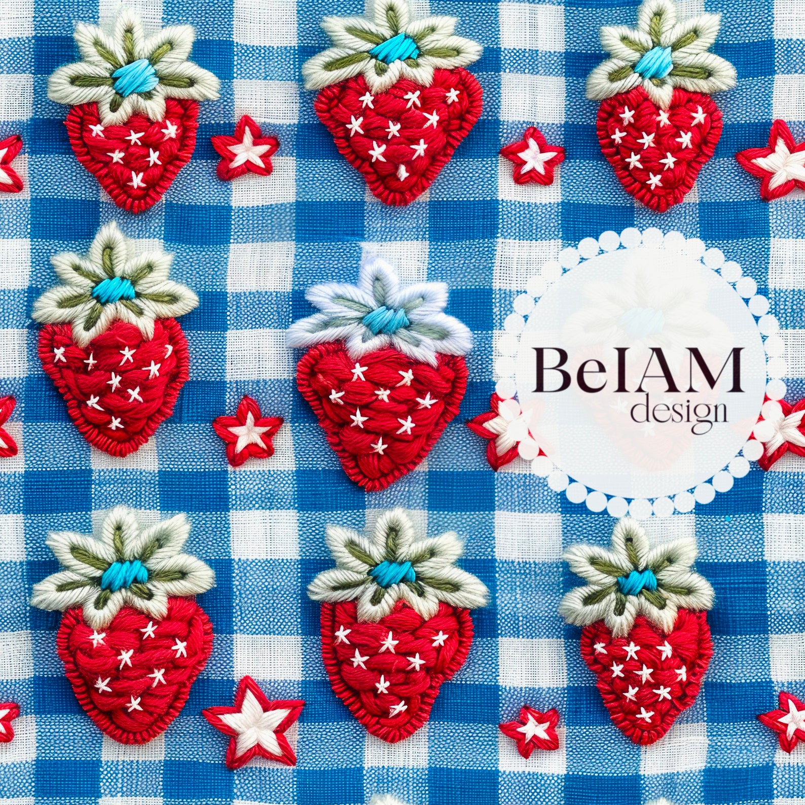 Strawberry Gingham 4th of July Seamless Pattern (digital Download) - Etsy