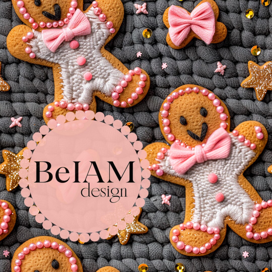 Girly Gingerbread Seamless Pattern: Pink Coquette Christmas Design ...