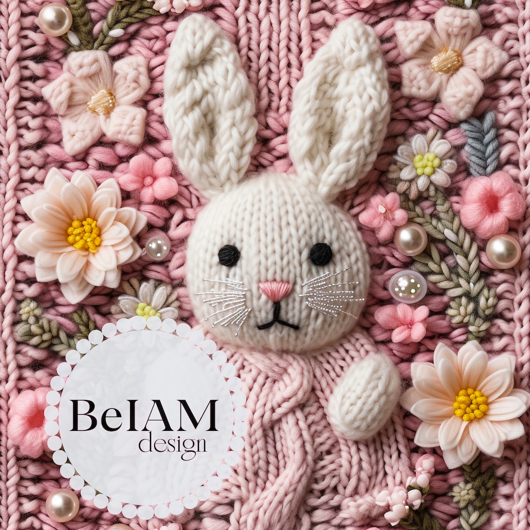 3D Easter Bunny Seamless Pattern Pastel Pink Repeat File for Fabric ...